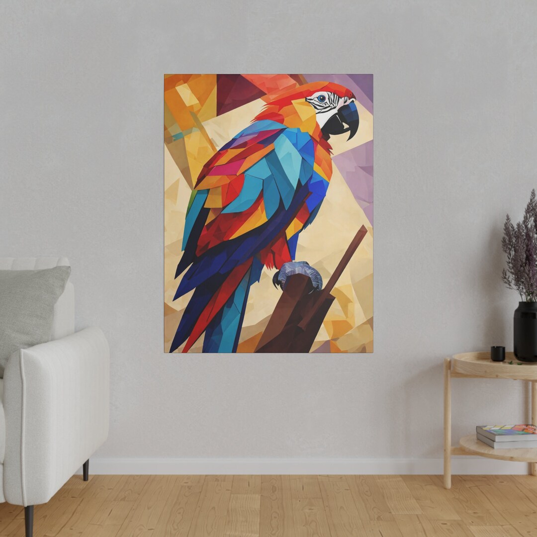 Beautiful Simple Shapes Scarlet Macaw Art Matte Canvas, Stretched, 0.75 ...
