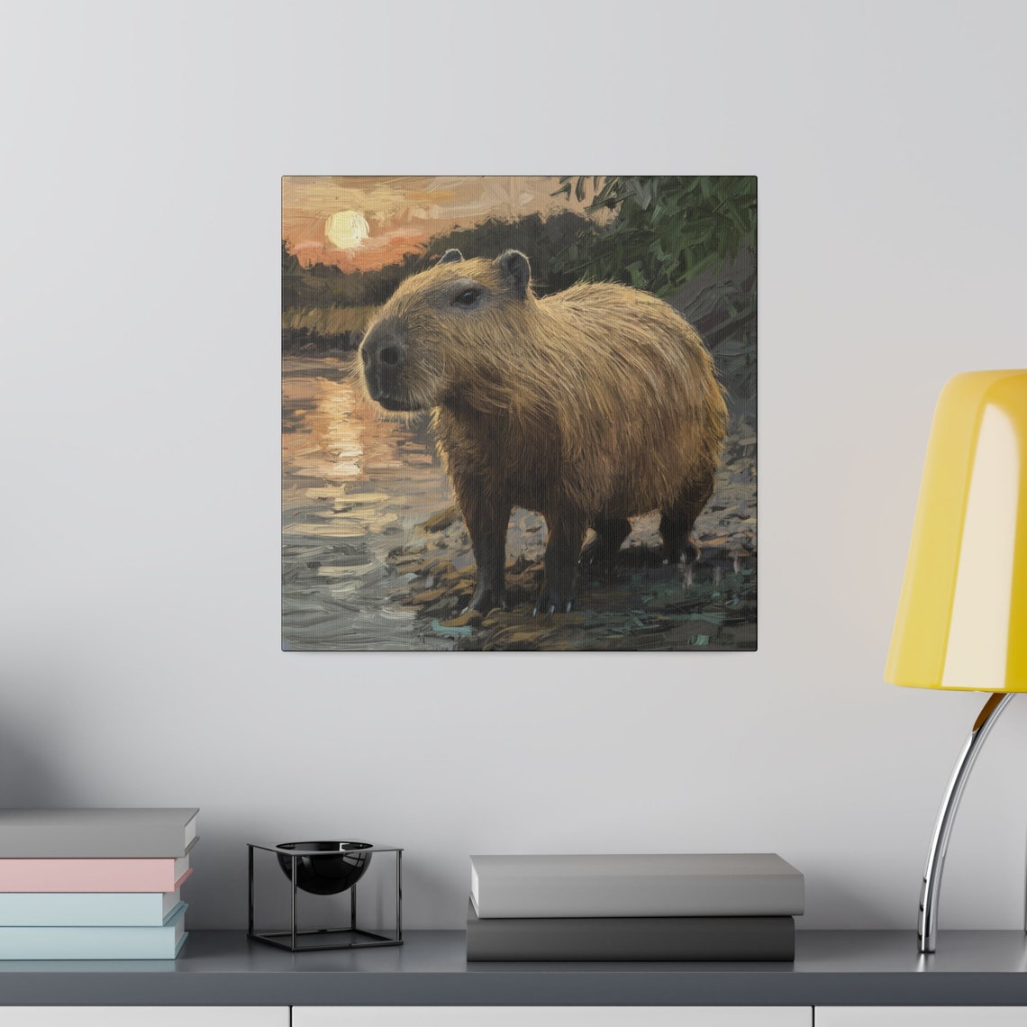 Capybara in Nature Illustration Matte Canvas, Stretched, 0.75" - Etsy