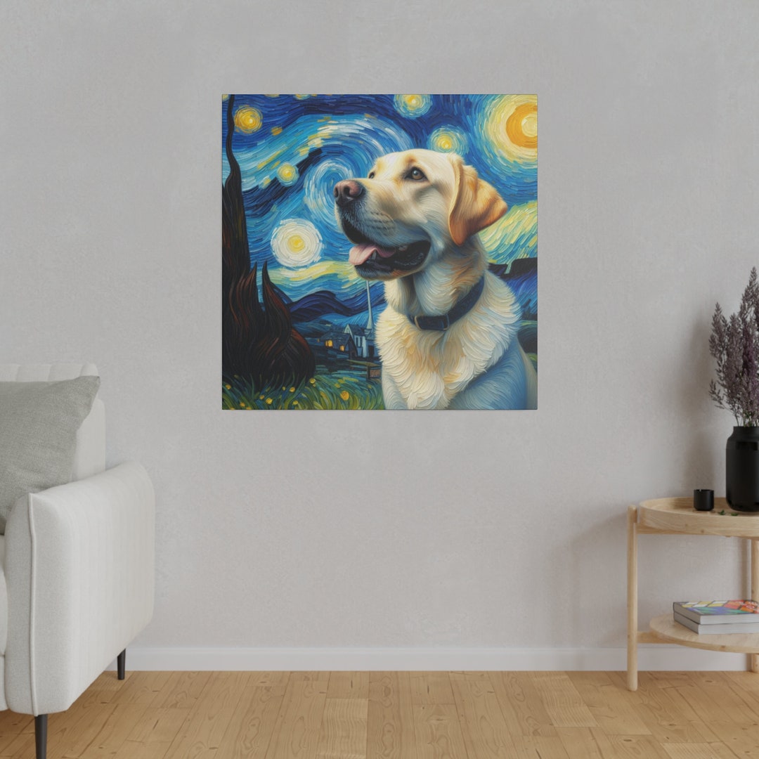 Labrador Retriever Dog Van Gogh Starry Night Style Matte Canvas ...