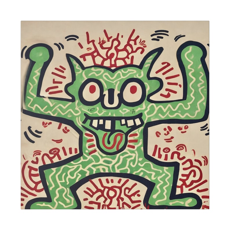 Monster in the Style of Keith Haring Matte Canvas, Stretched, 0.75 - Etsy