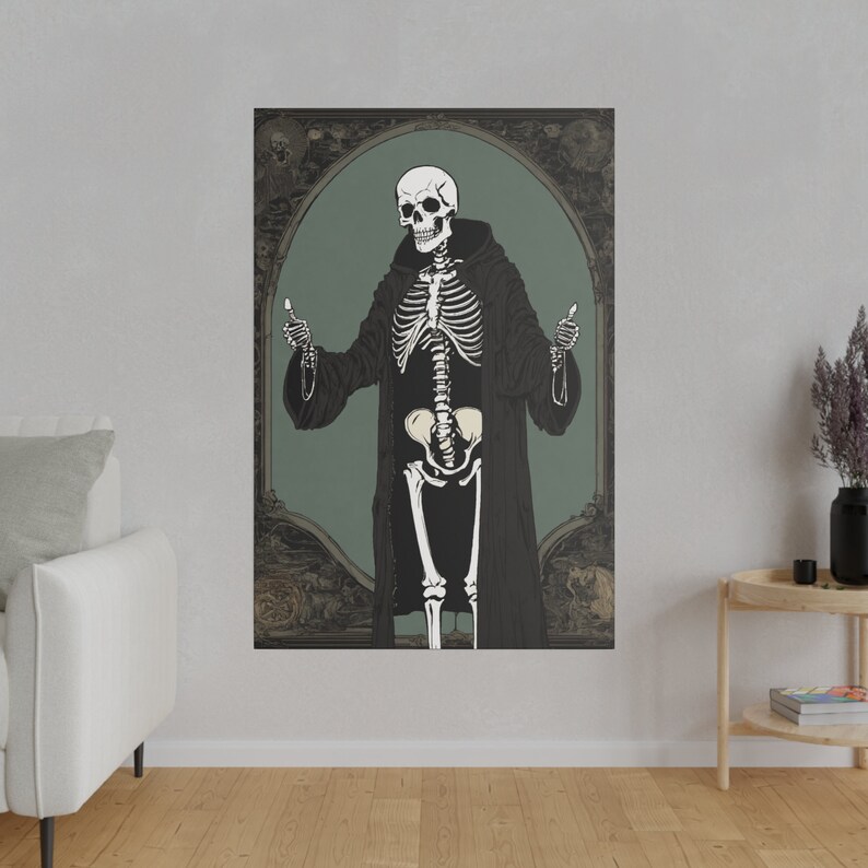 Spooky Skeleton Art Thumbs up Matte Canvas, Stretched, 0.75" - Etsy