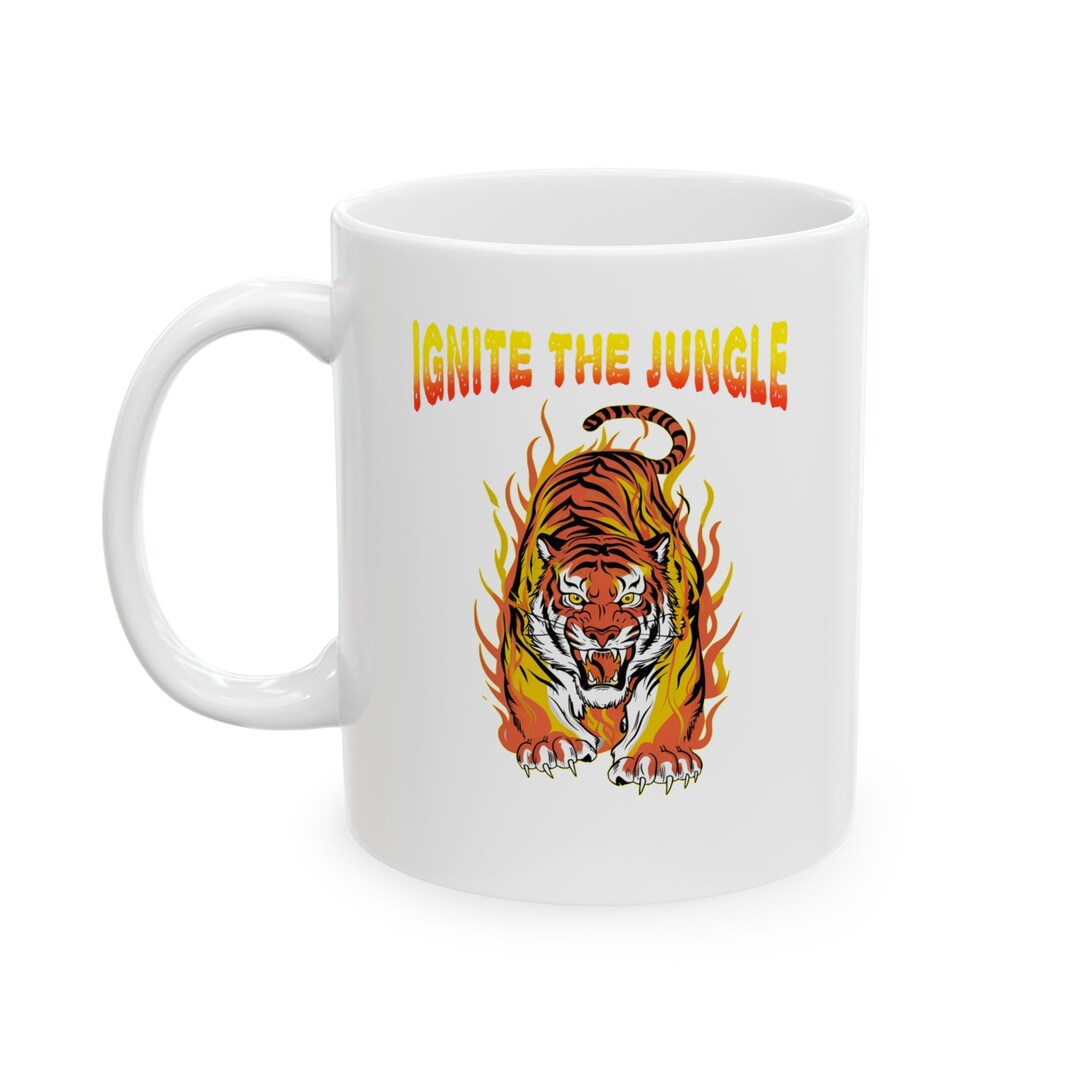 Ignite the Jungle Fire Tiger Ceramic Mug, 11oz - Etsy
