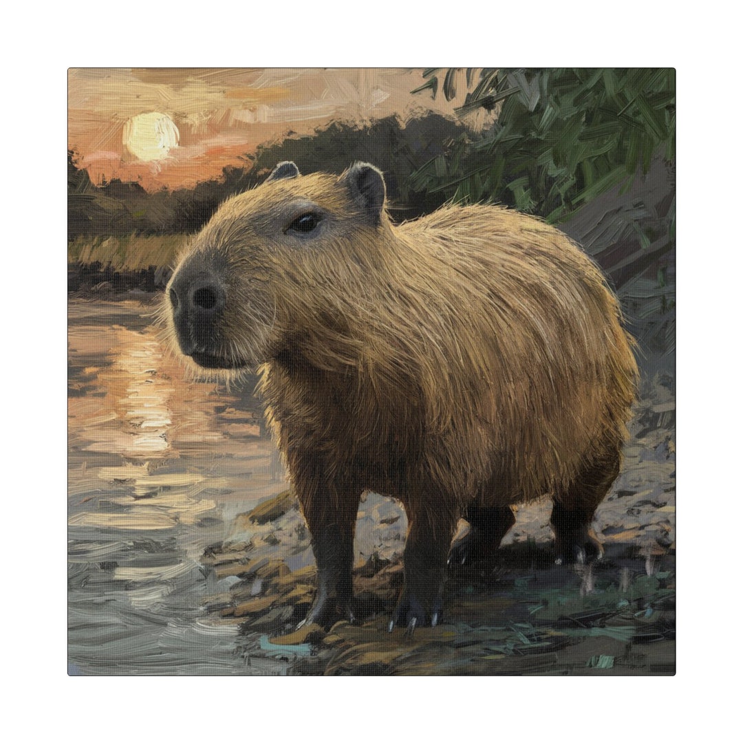 Capybara in Nature Illustration Matte Canvas, Stretched, 0.75" - Etsy