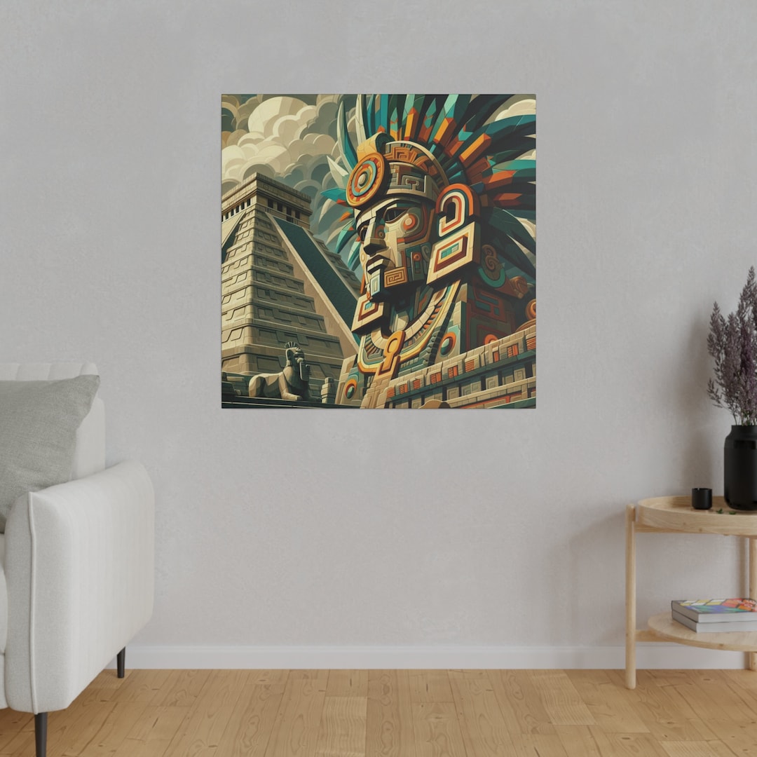 Aztec Temple Illustration Matte Canvas, Stretched, 0.75" - Etsy