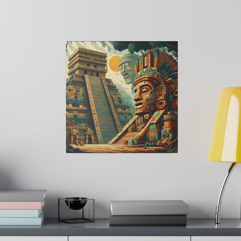 Aztec Temple Illustration Matte Canvas, Stretched, 0.75" - Etsy