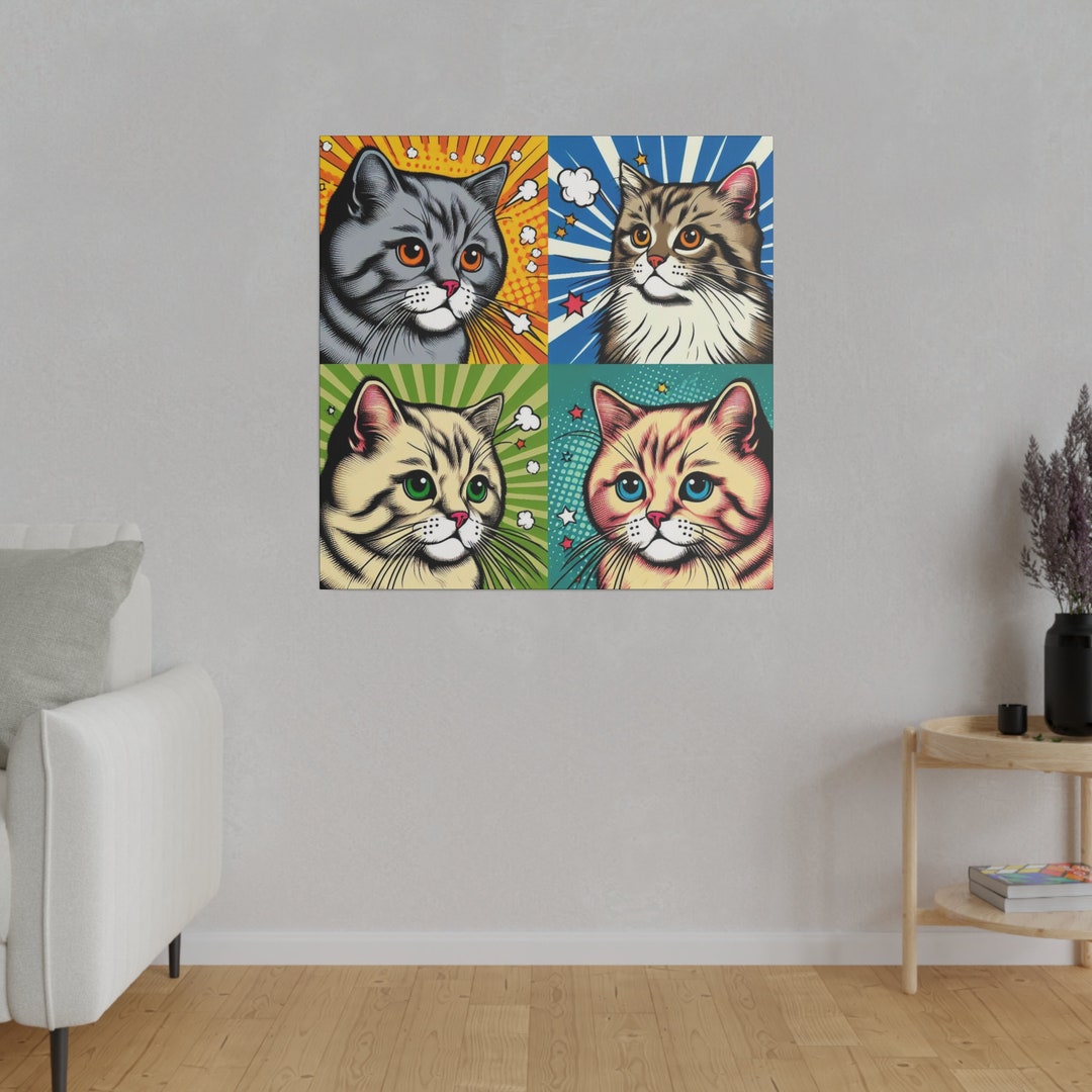 Comic Book Cats Pop Art Matte Canvas, Stretched, 0.75" - Etsy