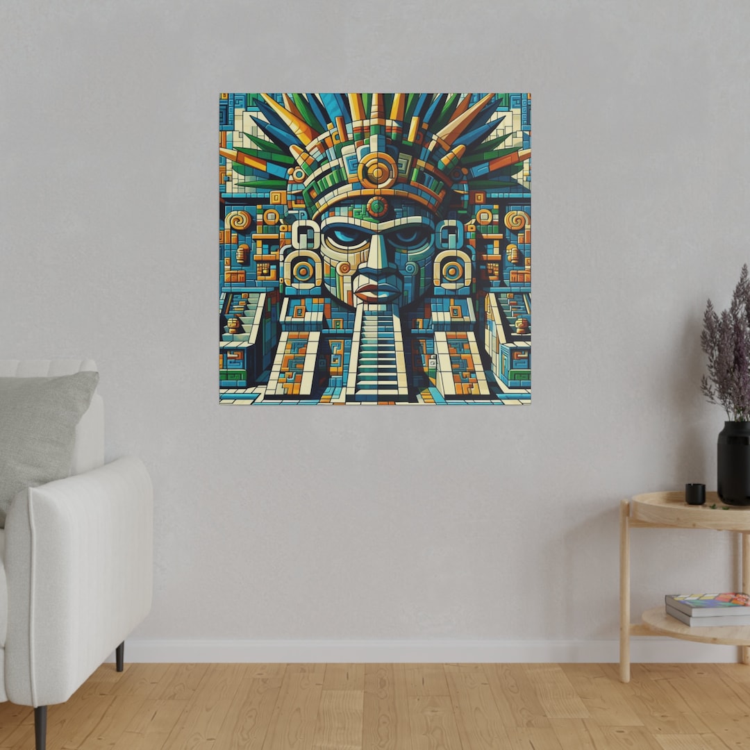 Aztec Temple Illustration Matte Canvas, Stretched, 0.75" - Etsy