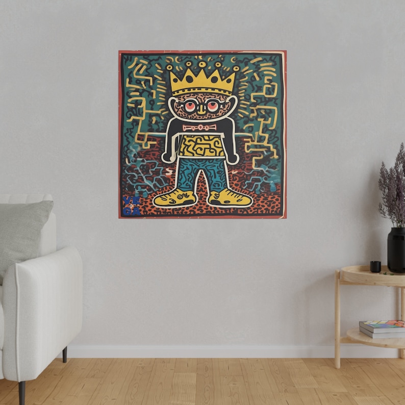 King in the Style of Keith Haring Matte Canvas, Stretched, 0.75" - Etsy