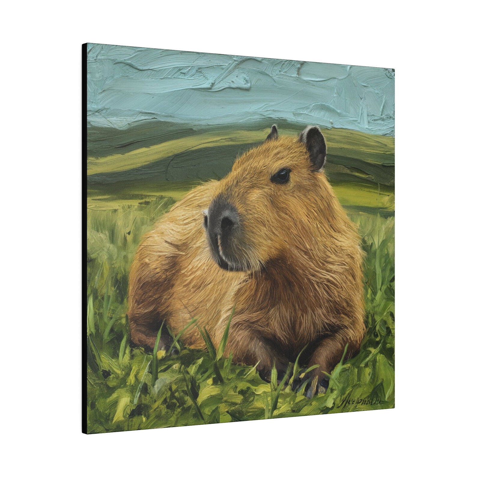 Capybara in Nature Illustration Matte Canvas, Stretched, 0.75" - Etsy