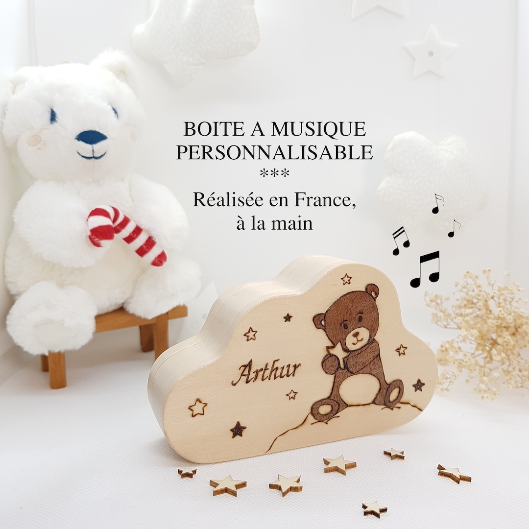 Teddy Bear Music Box, Birth Gift, Children's Music Box, Handcrafted ...