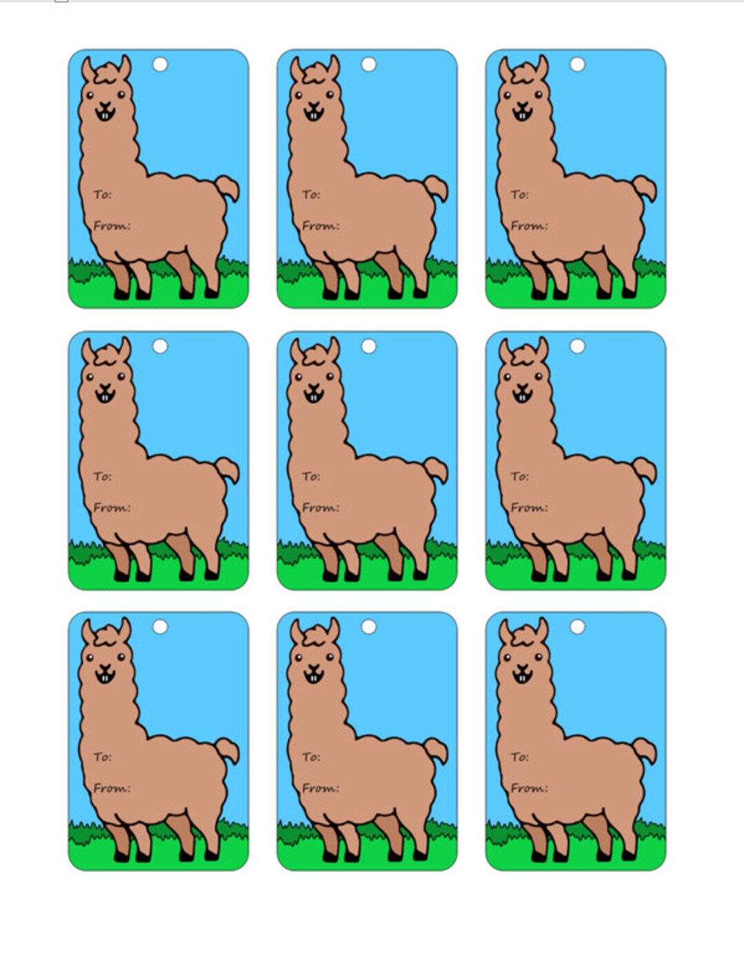 Llama Gift Tag color Download - Etsy