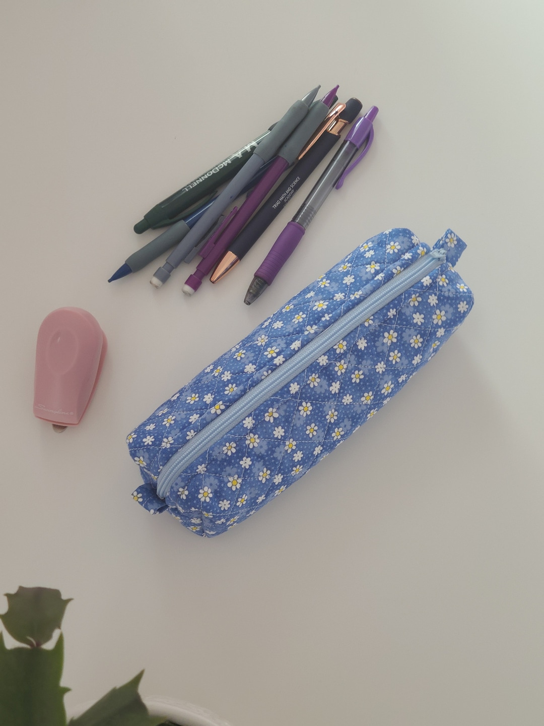 Quilted Pencil Case, Slim Pencil Case, Floral Pencil Case, Pencil ...