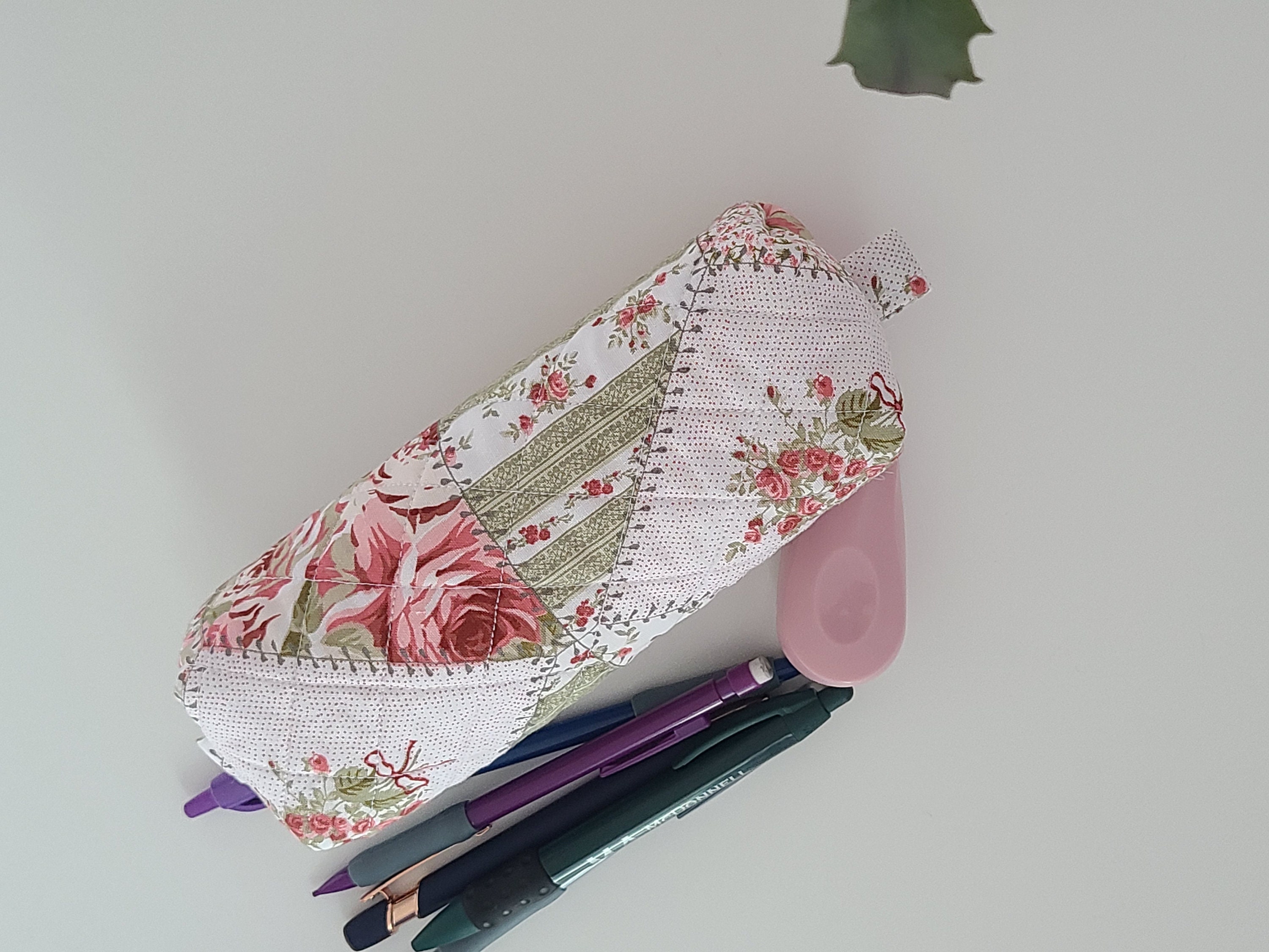 Quilted Pencil Case, Slim Pencil Case, Floral Pencil Case, Pencil ...