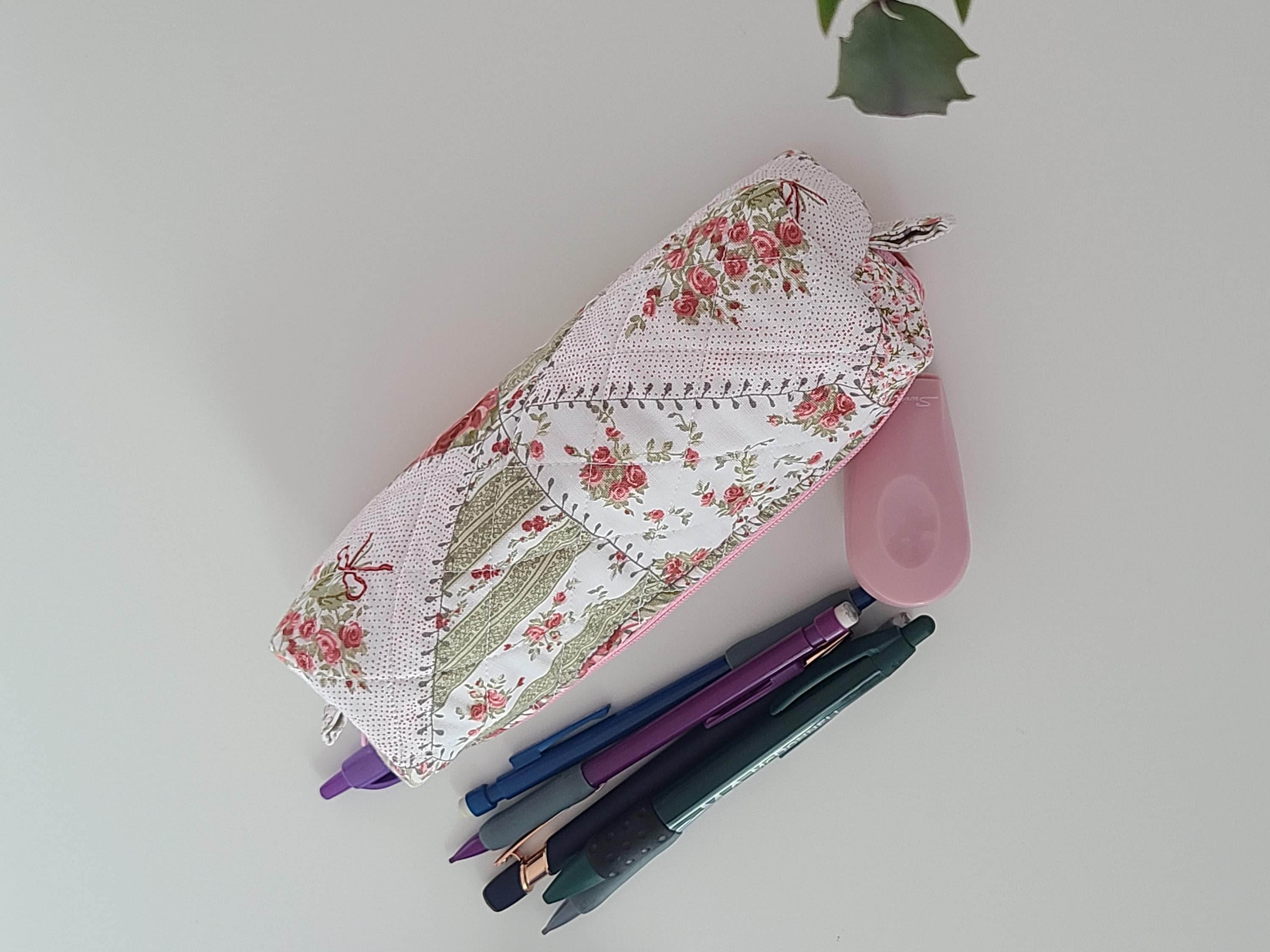 Quilted Pencil Case, Slim Pencil Case, Floral Pencil Case, Pencil ...