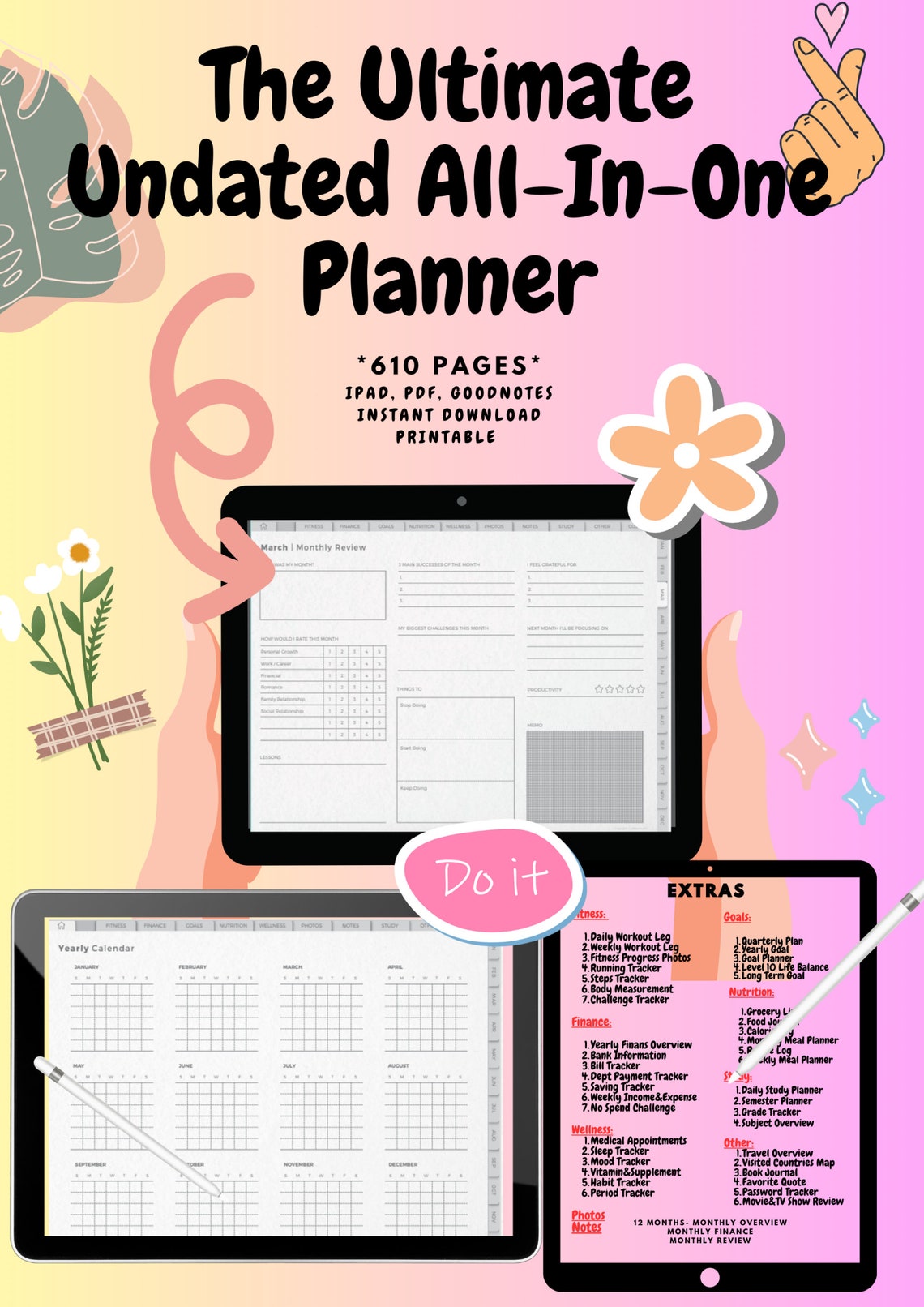 Undated Goodnotes Planner, Timeless Planner, Yearly Digital Planner ...