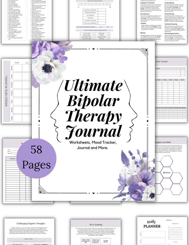 Floral Bipolar Journal | Bipolar Therapy Journal | Mental Health ...