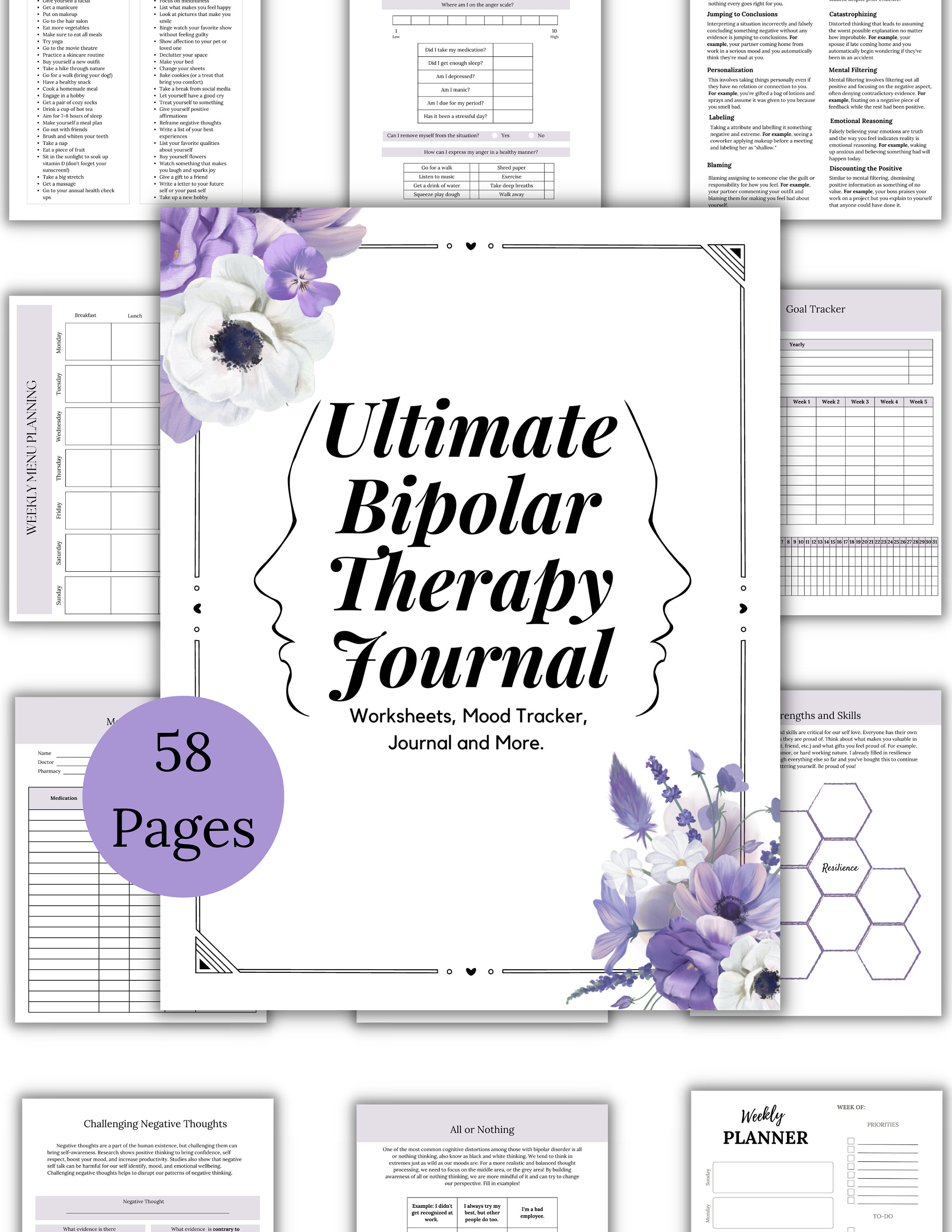 Floral Bipolar Journal | Bipolar Therapy Journal | Mental Health ...