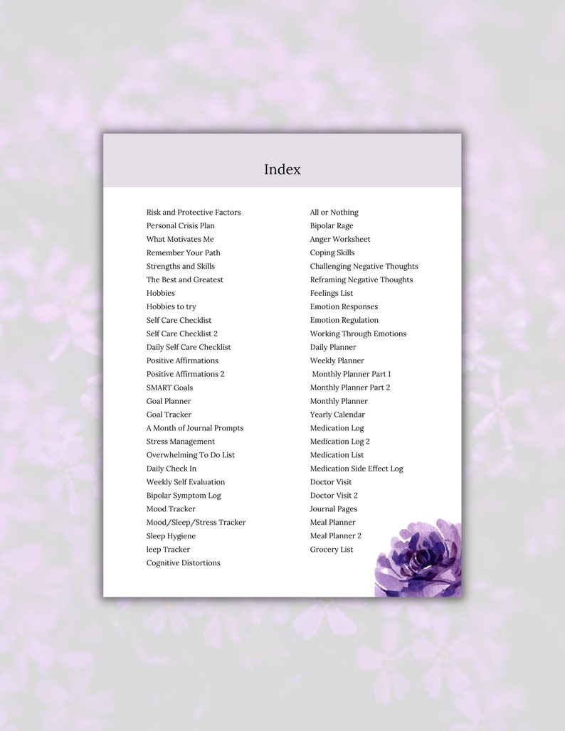 Floral Bipolar Journal | Bipolar Therapy Journal | Mental Health ...