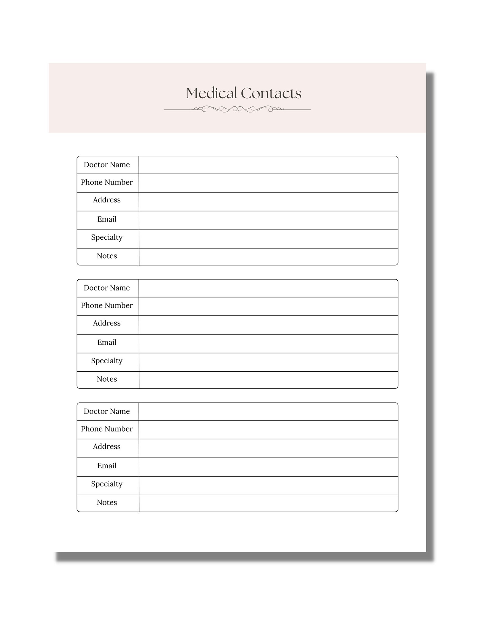 Medical Planner, Downloadable Planner, Printable Medical Information ...