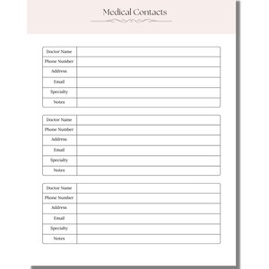 Medical Planner, Downloadable Planner, Printable Medical Information ...