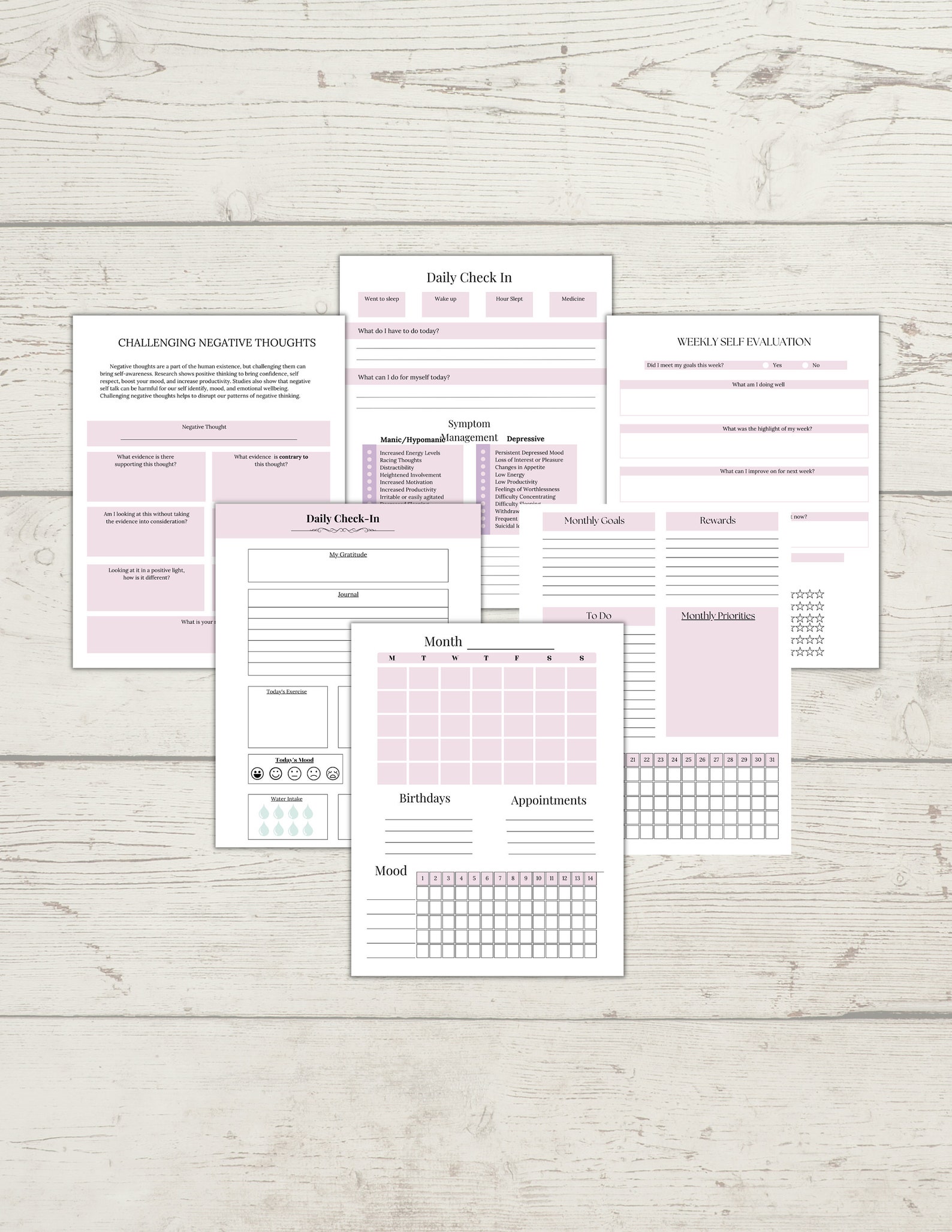 Floral Bipolar Therapy Tracker Purple Flower Journal Bipolar Disorder ...