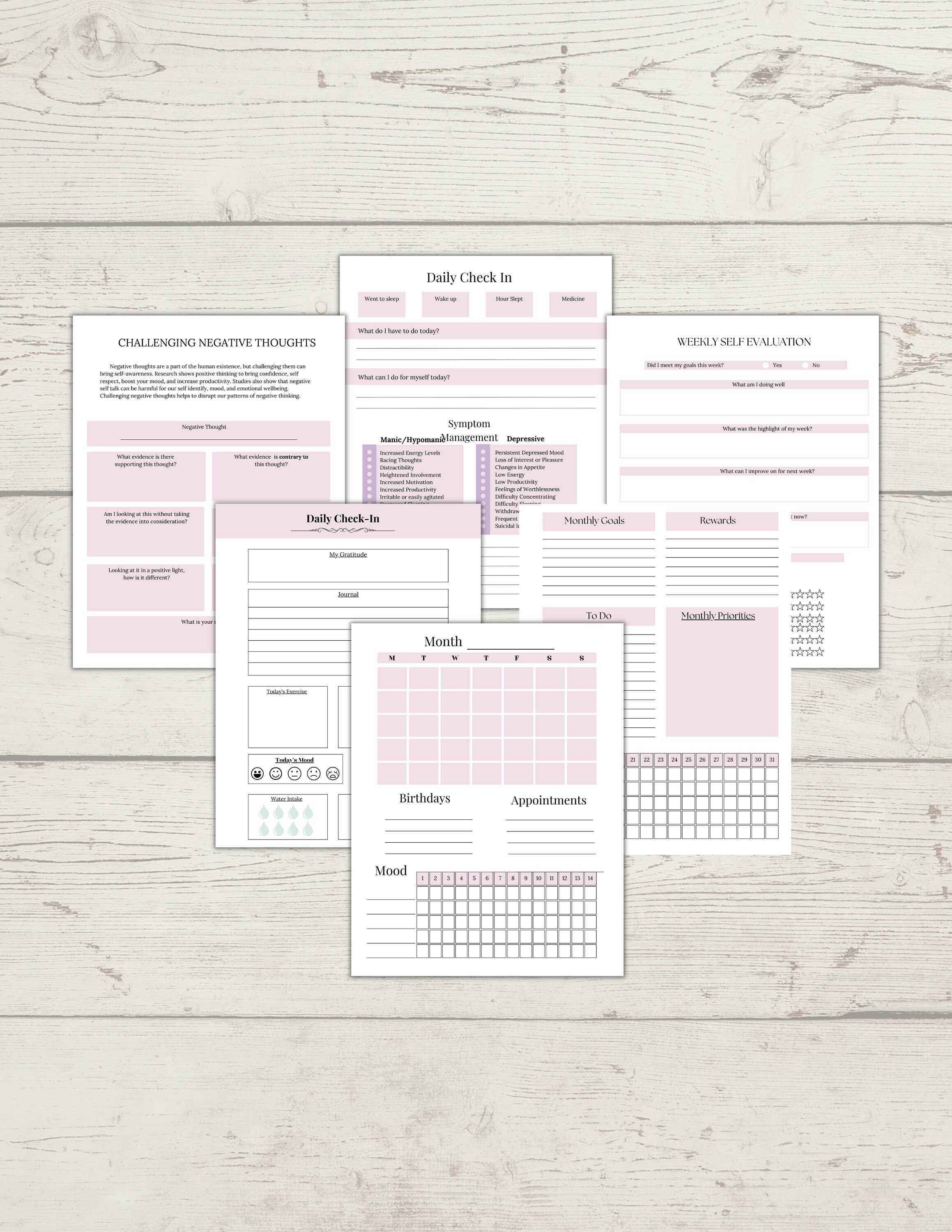 Floral Bipolar Therapy Tracker Purple Flower Journal Bipolar Disorder Therapy Journal Mood ...