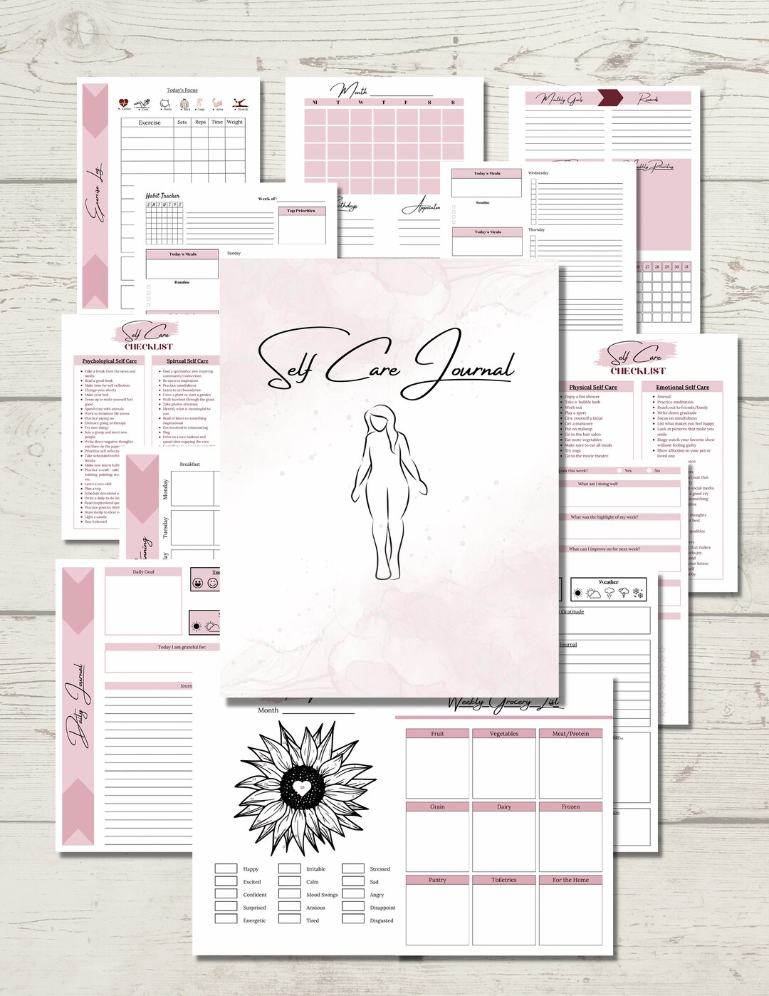 Self Care Journal, Mental Health, Wellness, Exercise Log, Self Care ...