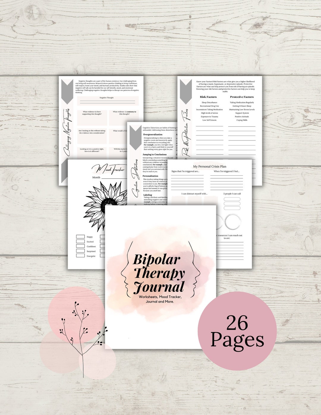 Bipolar Disorder Journal, Bipolar Symptom Log, Bipolar Mood Tracker ...