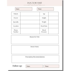 Medical Planner, Downloadable Planner, Printable Medical Information ...