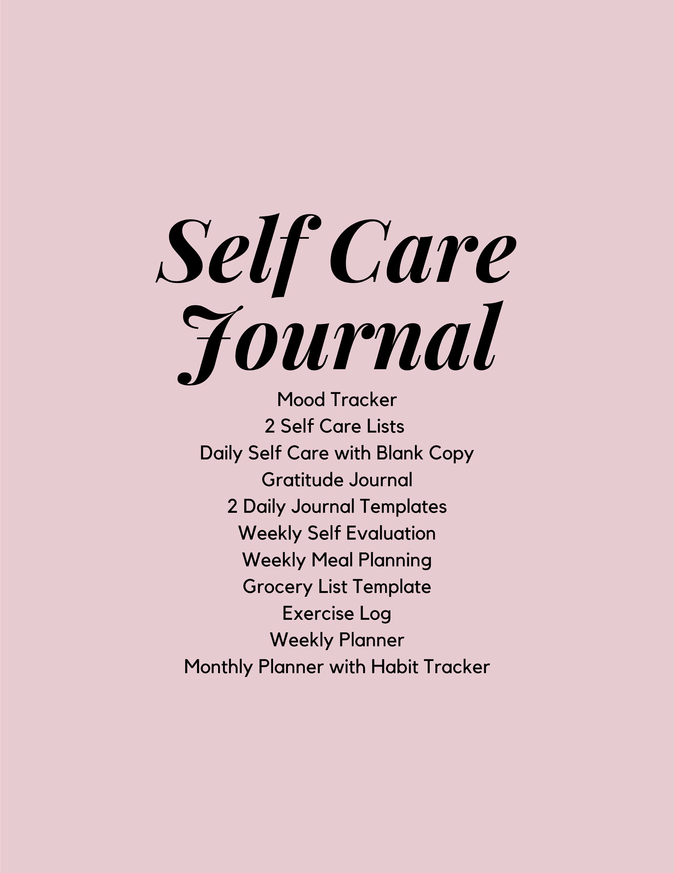 Self Care Journal, Mental Health, Wellness, Exercise Log, Self Care ...