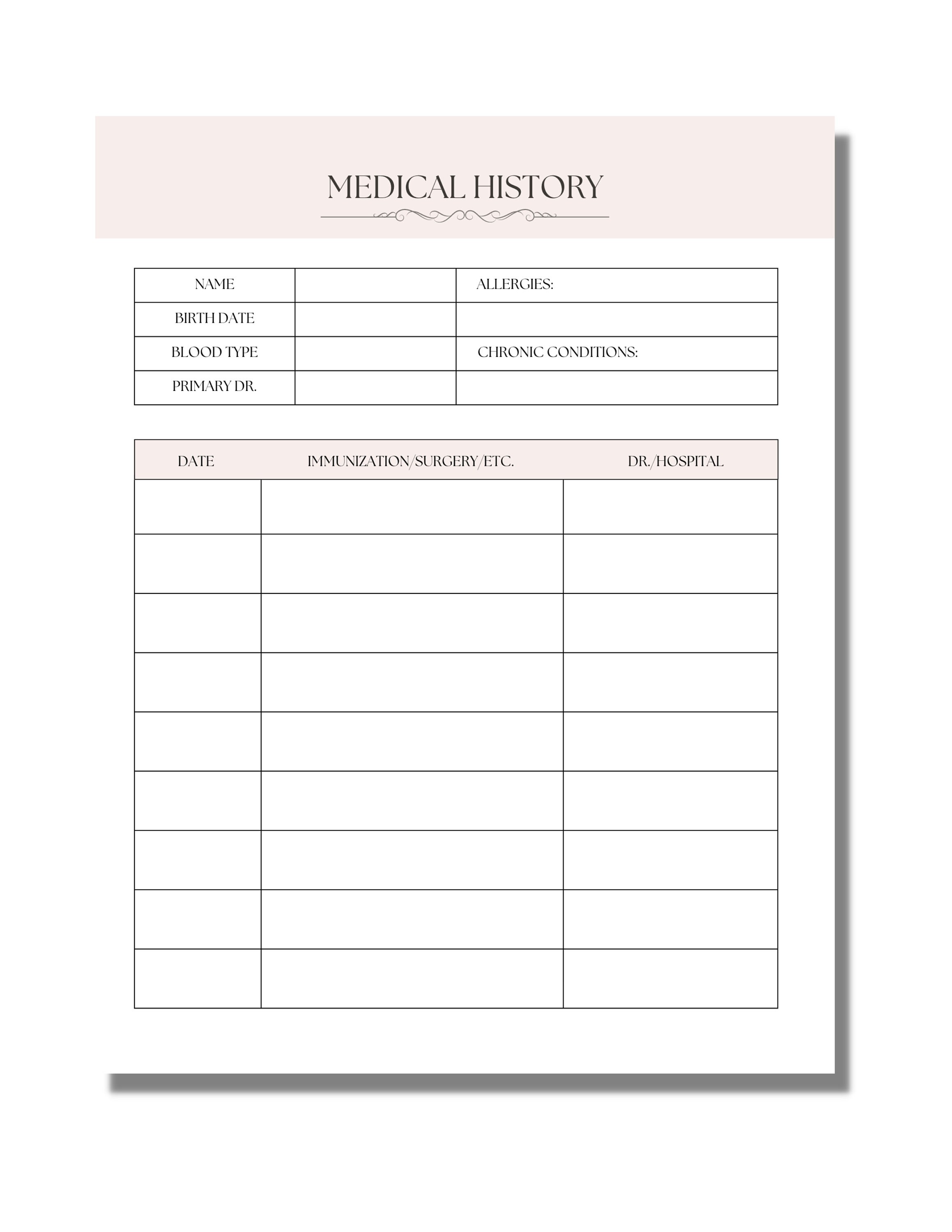 Medical Planner, Downloadable Planner, Printable Medical Information ...