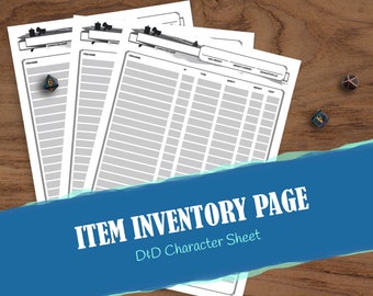 D&D 5e Inventory Tracker for Character Sheet: Printable PDF - Etsy