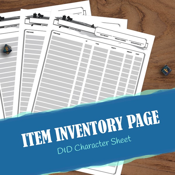 Character Inventory Sheet - Etsy Character Inventory Sheet - Etsy