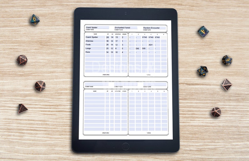 Combat Tracker for D&D 5e Dungeons and Dragons DM Combat - Etsy
