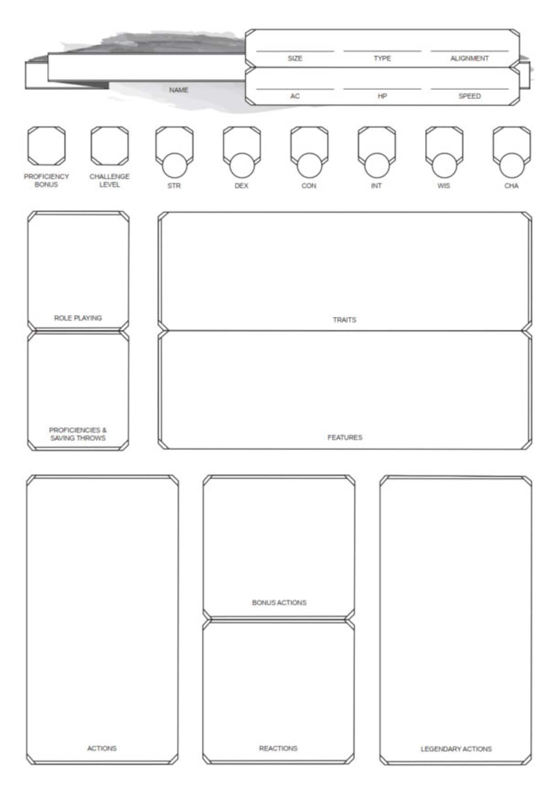 D&D 5e Stat Block Page: Printable Fillable PDF (instant Download) - Etsy