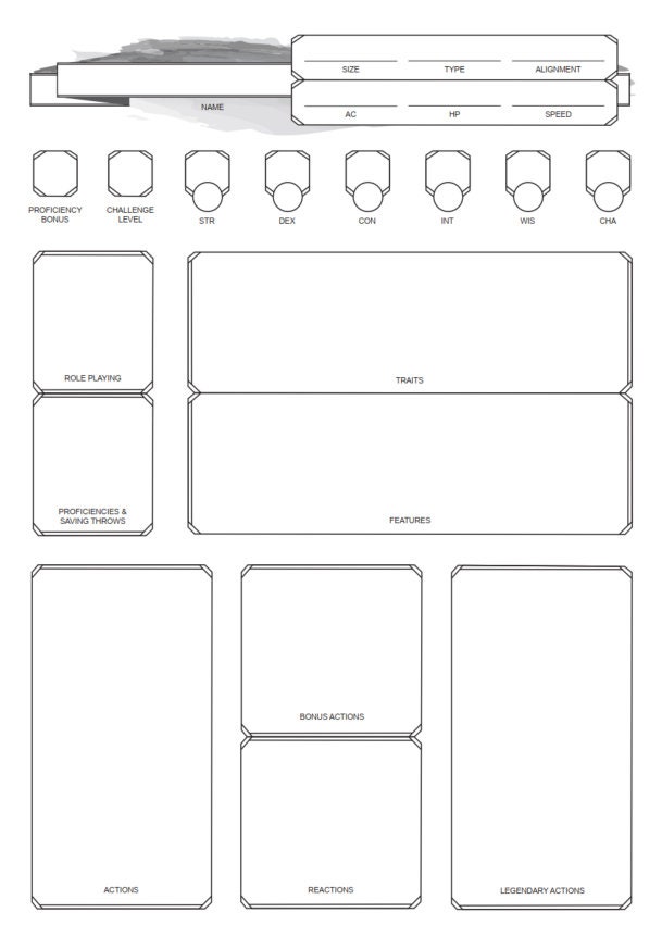 Stat Block Page for D&D 5e | Dungeons and Dragons | DM Stats Block (printable and Fillable PDF ...