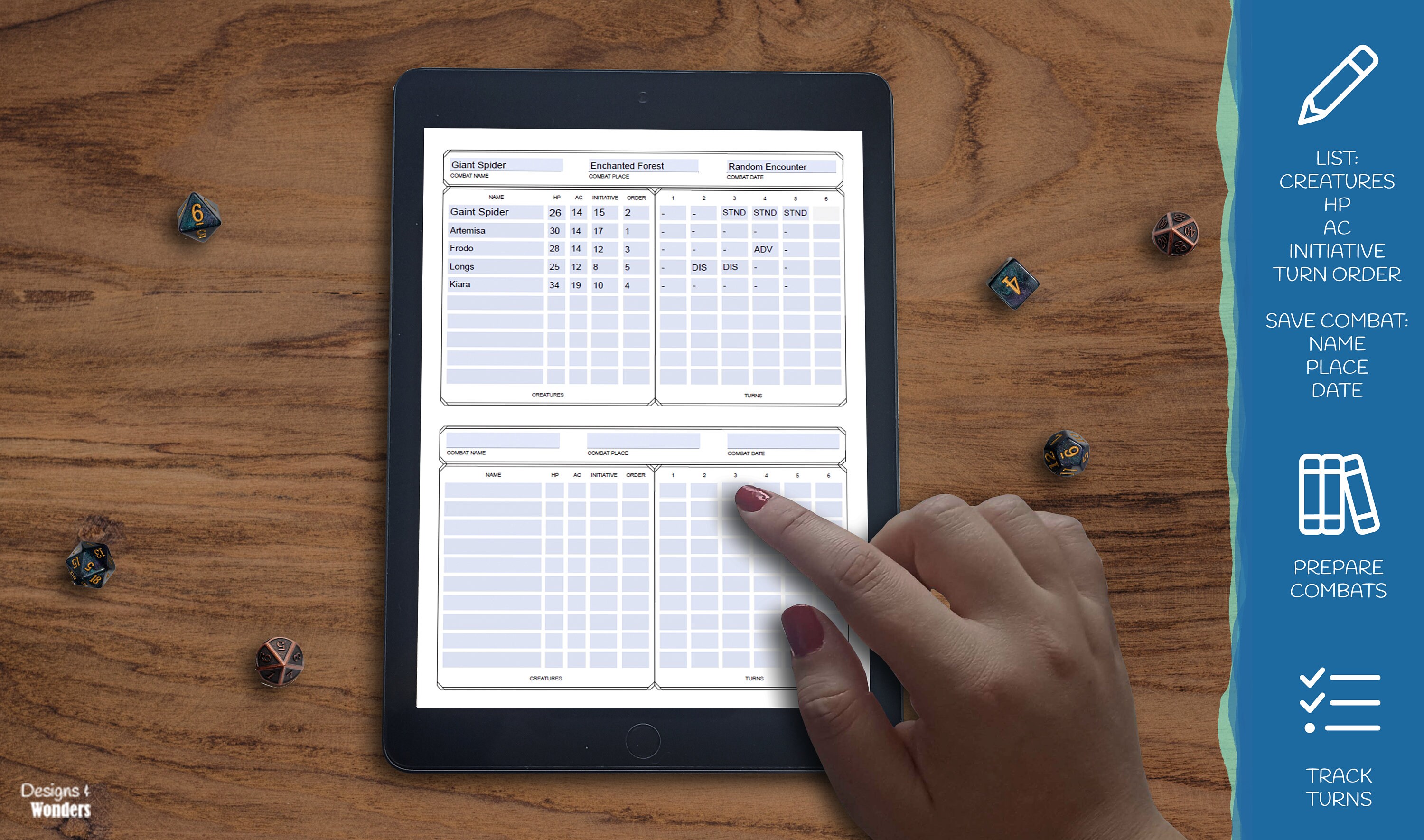 D&D 5e Combat Tracker | Dungeons and Dragons DM Helper (printable PDF ...