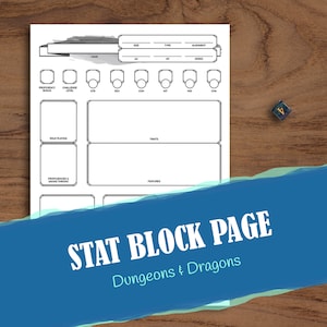 D&D 5e Stat Block Page: Printable Fillable PDF (instant Download) - Etsy