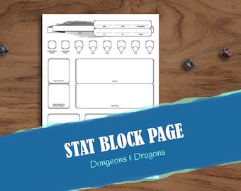 D&D 5e Stat Block Page: Printable Fillable PDF (instant Download) - Etsy