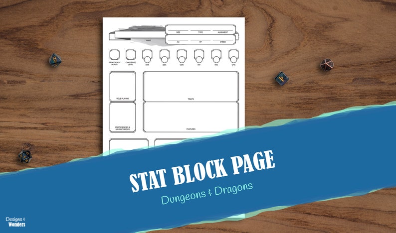 Stat Block Page for D&D 5e | Dungeons and Dragons | DM Stats Block ...