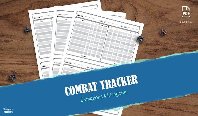 Combat Tracker for D&D 5e Dungeons and Dragons DM Combat Helper printable and Fillable PDF ...