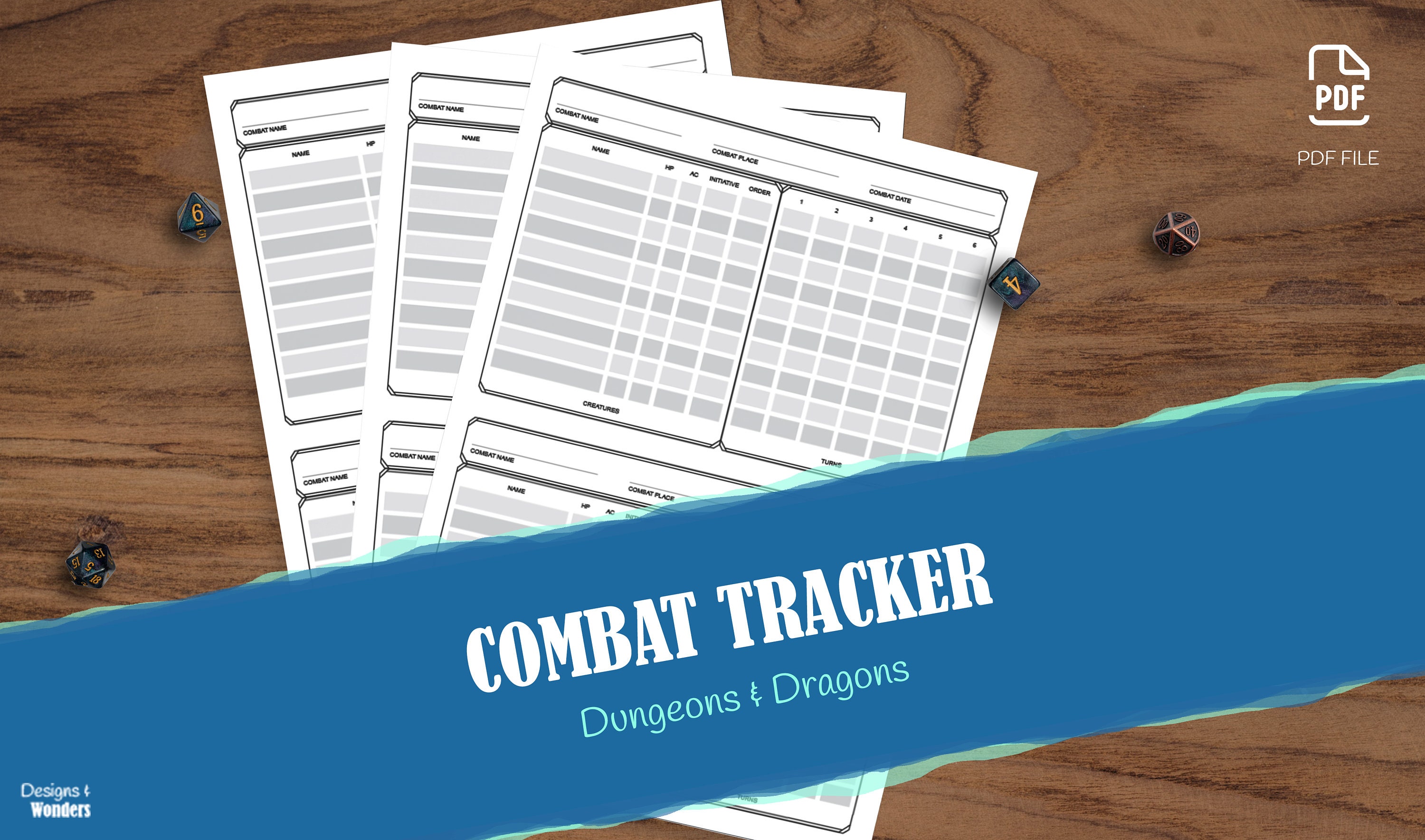 D&D 5e Combat Tracker | Dungeons and Dragons DM Helper (printable PDF ...