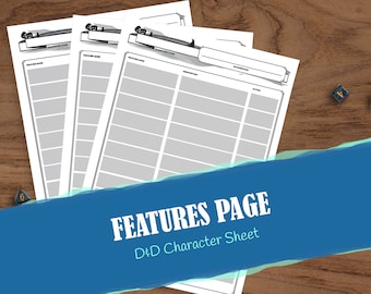 D&D 5e Character Sheet Features Page | Printable, Fillable (PDF) - Etsy ...