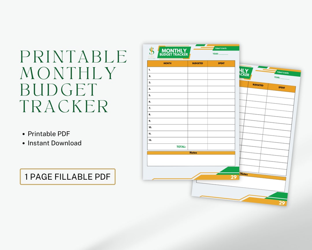 Printable Monthly Budget Tracker | Financial Organizer | Digital Print ...