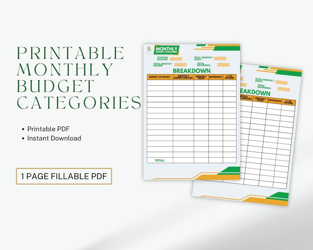 Printable Monthly Budget Planner: Finance & Savings Tracker (PDF) - Etsy