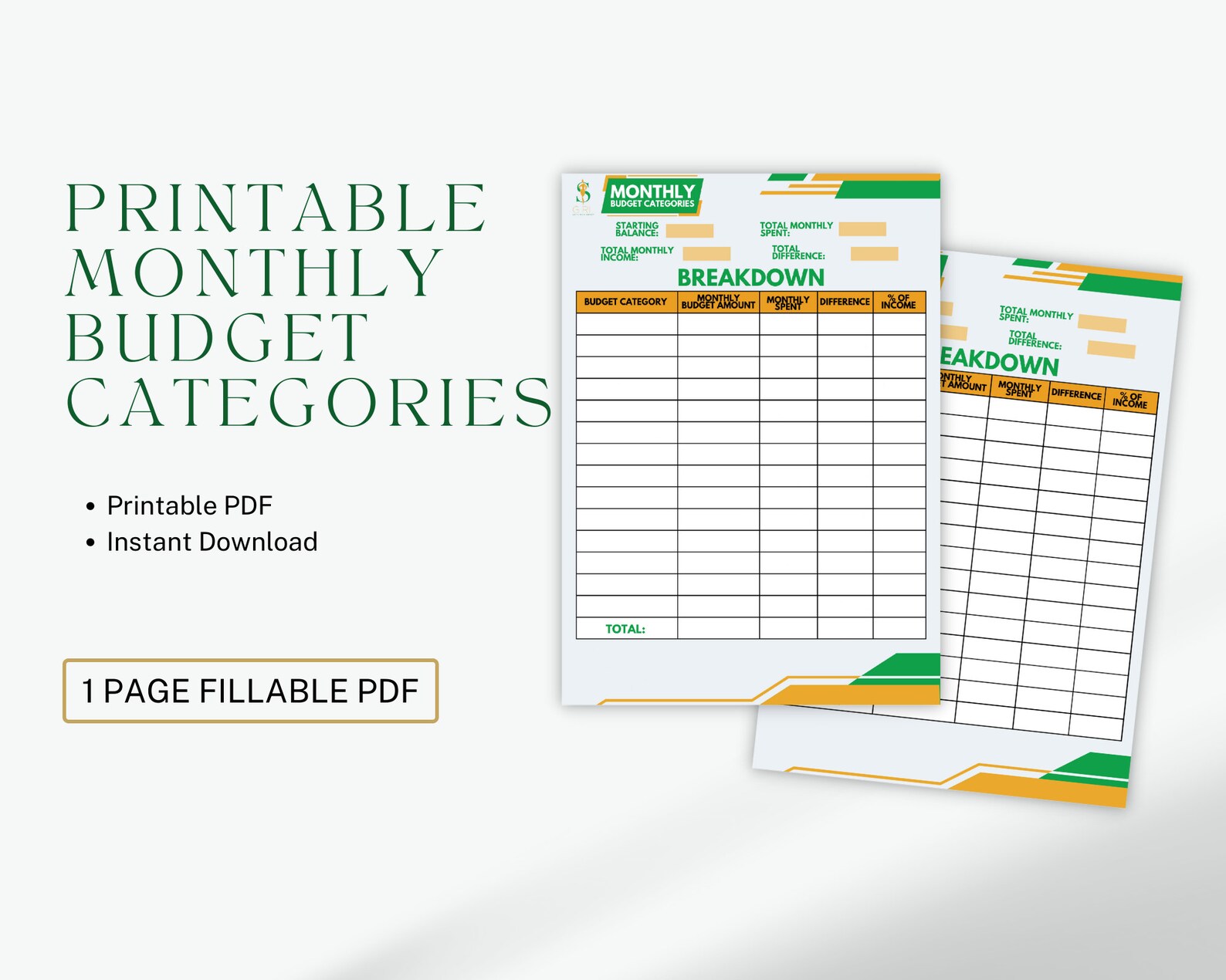 Printable Monthly Budget Planner: Finance & Savings Tracker (PDF) - Etsy