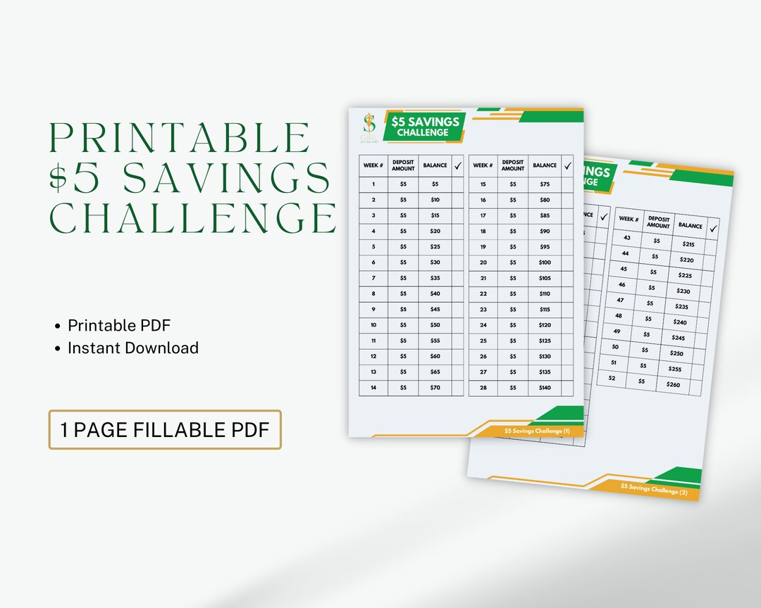 Printable Savings Challenge Planner | Saving Tracker | Digital Print ...