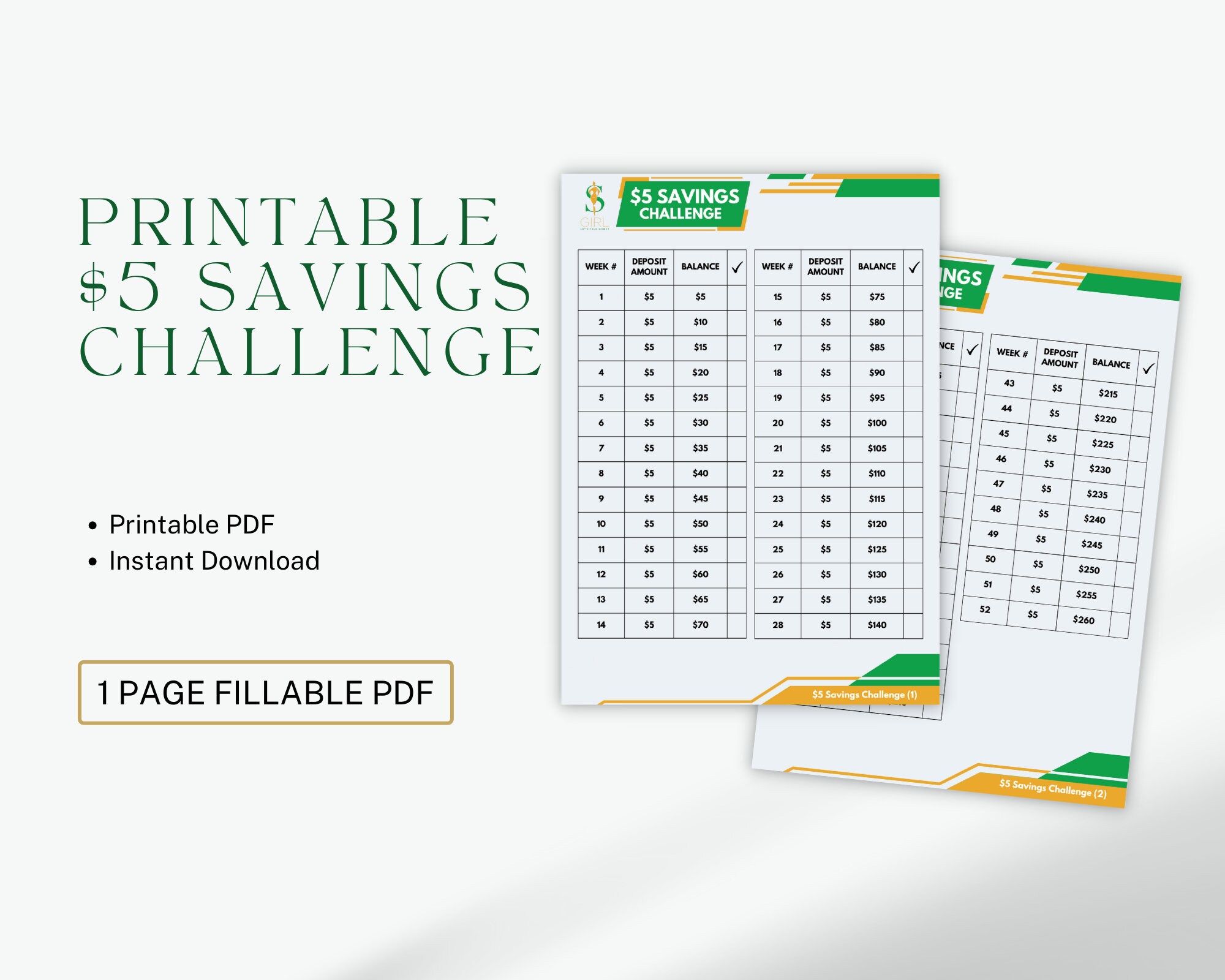 Printable Savings Challenge Planner Saving Tracker Digital Print Saving ...