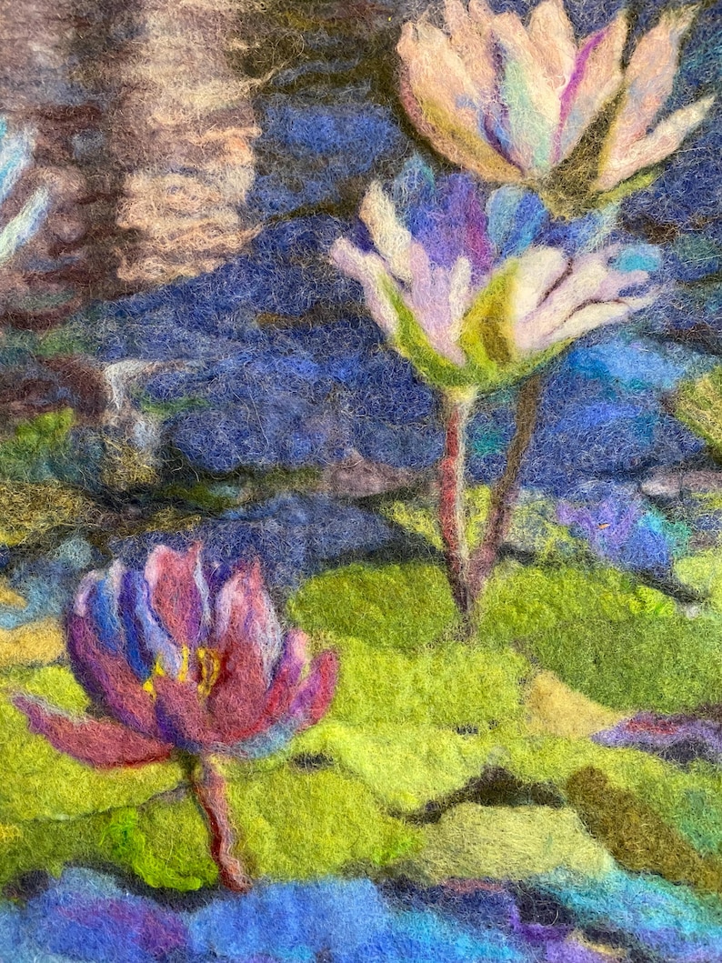 Wet Felt Artwork With Waterlilies - Etsy