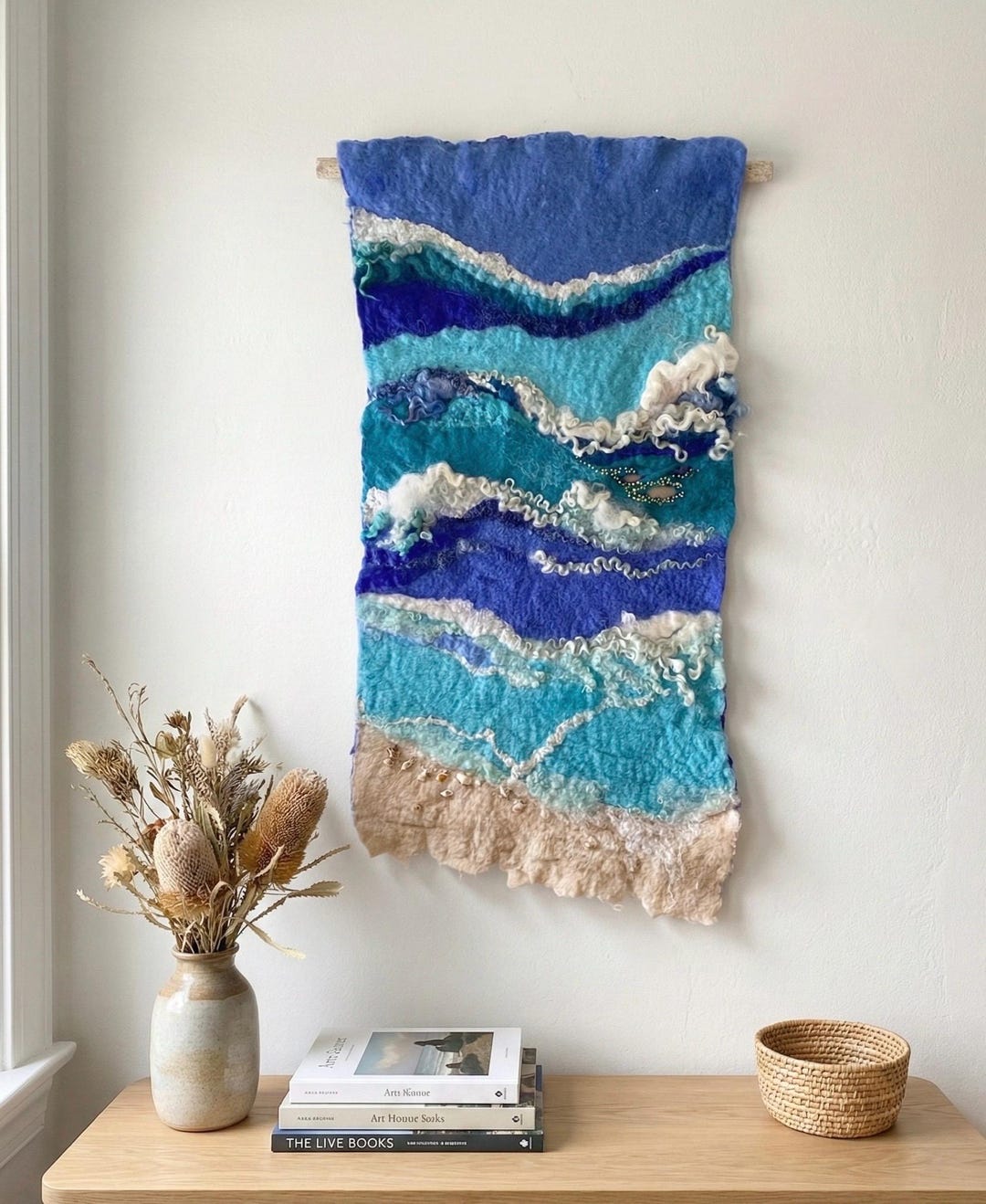 Wet Felted Wall Hanging Ocean Waves - Etsy